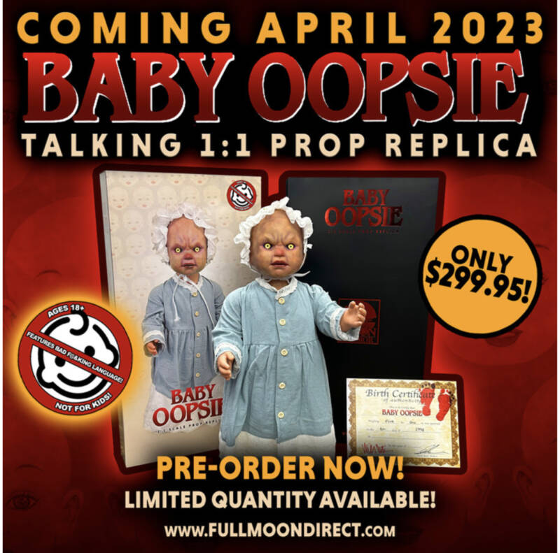 Baby Oopsie Talking Replica, NOW ON PRE-SALE – Horror Society